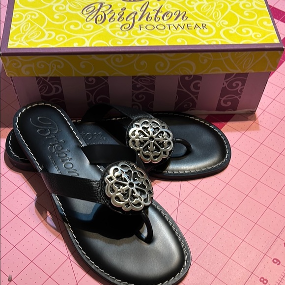 Brighton | Shoes | Brighton Black Sandals With Silver Accents | Poshmark
